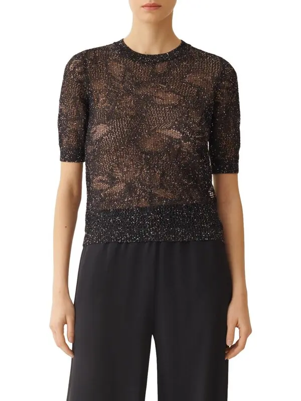 Fabiana Filippi Floral Knit Crew Neck Sweater - Blue