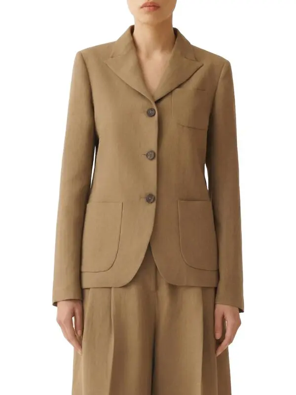 Fabiana Filippi Single-breasted Linen Blend Blazer - Mud