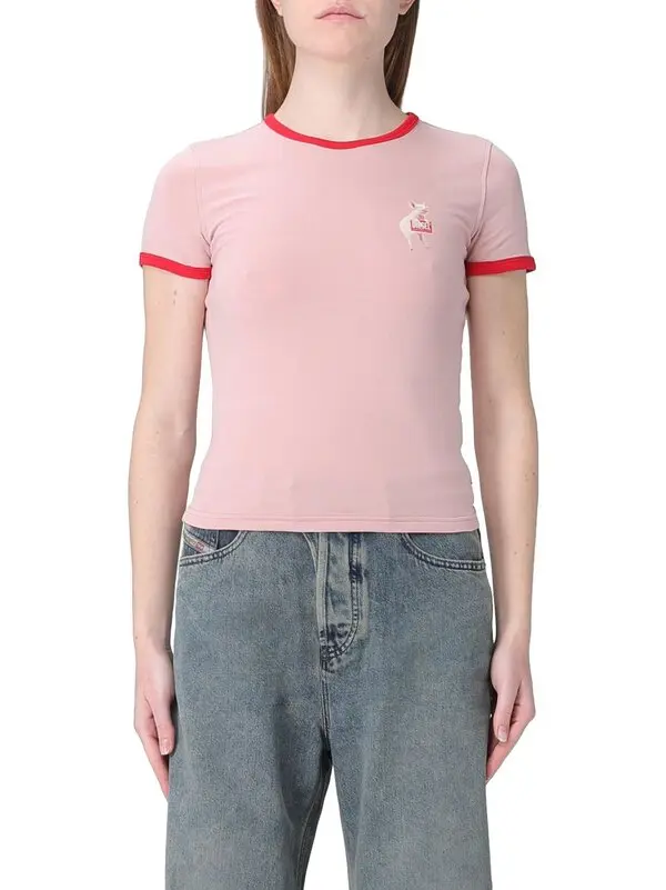DIESEL® T-shirt With Embroidered Logo - Pink