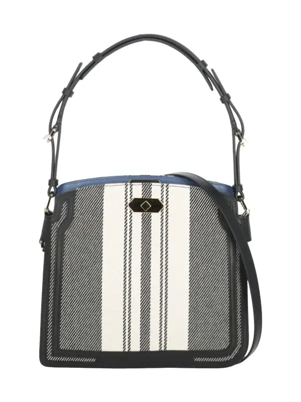 LANVIN Striped Canvas Shoulder Bag - Black