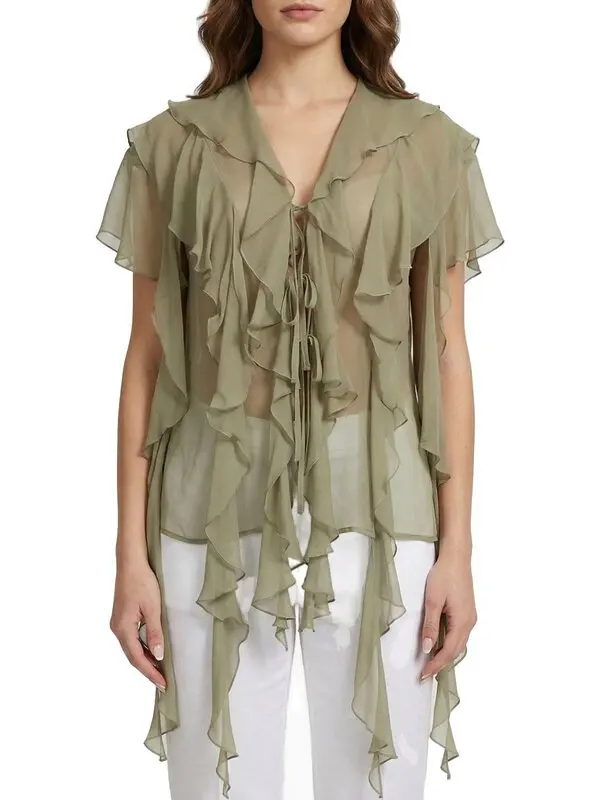 Erika Cavallini Ruffle Shirt - Green
