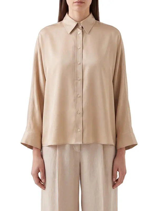 Brunello Cucinelli Silk Blend Shirt - Beige