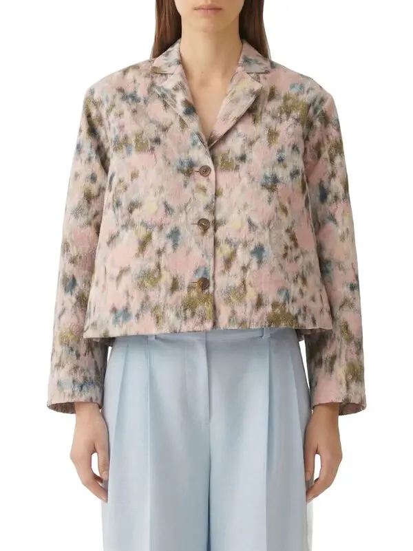 Fabiana Filippi Floral Polyester Cropped Blazer - Blue
