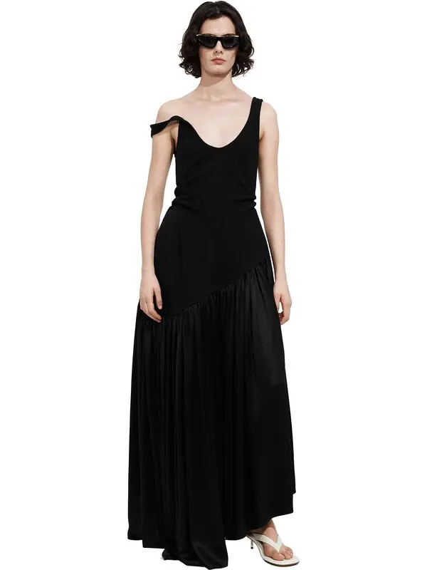 Bottega Veneta Stretch Cotton And Silk Dress - Double Black