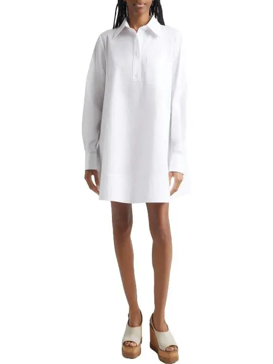 Stella McCartney Long Sleeve Poplin Mini Shirtdress - Pure White