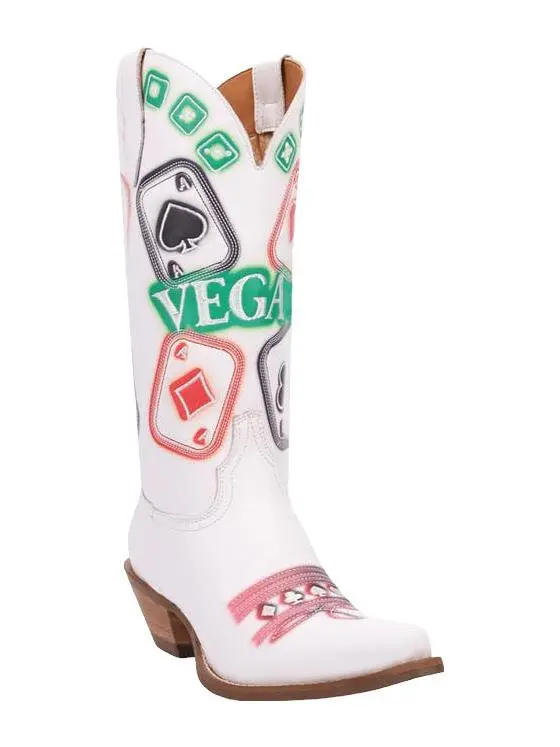 DINGO Vegas Embroidered Western Boots - White