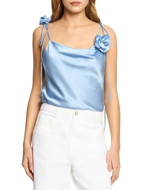 Cinq À Sept Marta Trailing Flower Camisole - Blue Wisteria