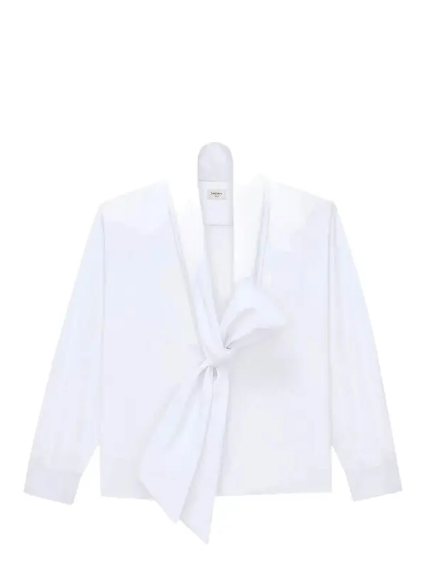 Saint Laurent Lavallière Shirt In Cotton Poplin - White
