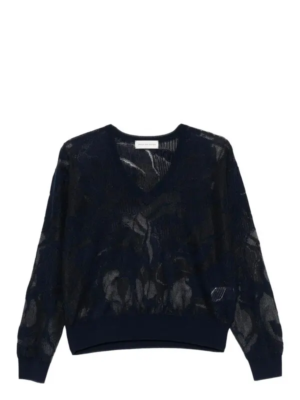 Dries Van Noten Torion Lace V-neck Sweater - Blue