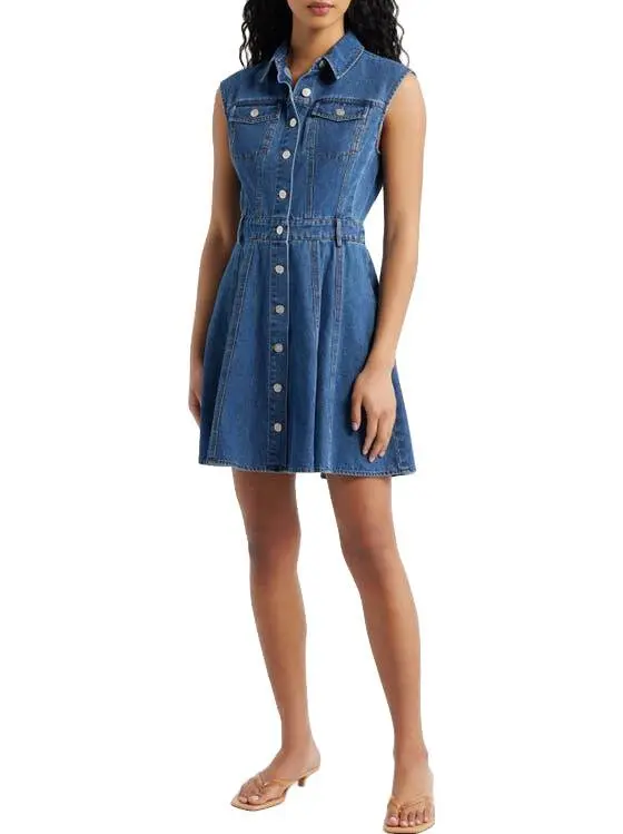 FREEMARKET Cotton Blend Denim Mini Shirtdress - Medium Denim