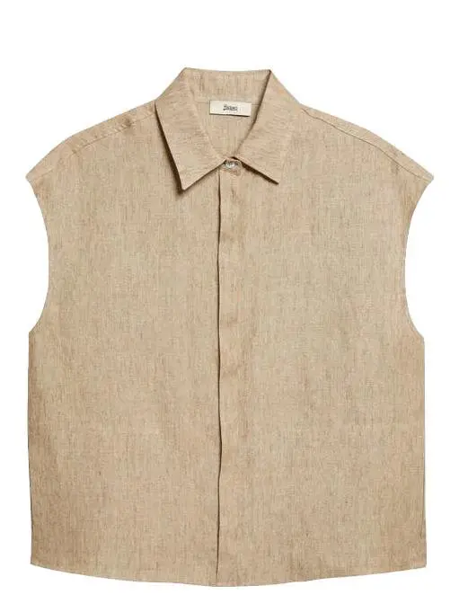 Herno Linen Water Repellent Boxy Vest - 2000 Sand
