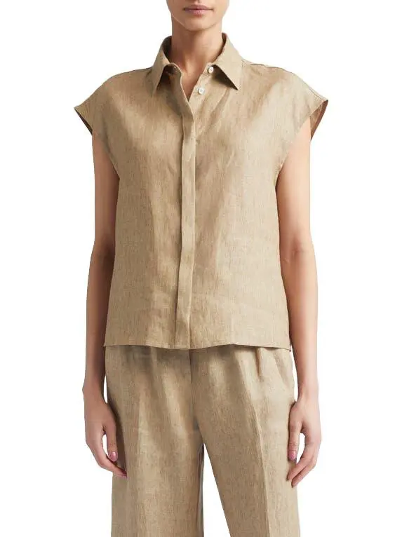Herno Linen Water Repellent Boxy Vest - 2000 Sand