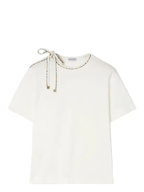 Burberry Tie-sleeve Cotton T-shirt - Chalk White