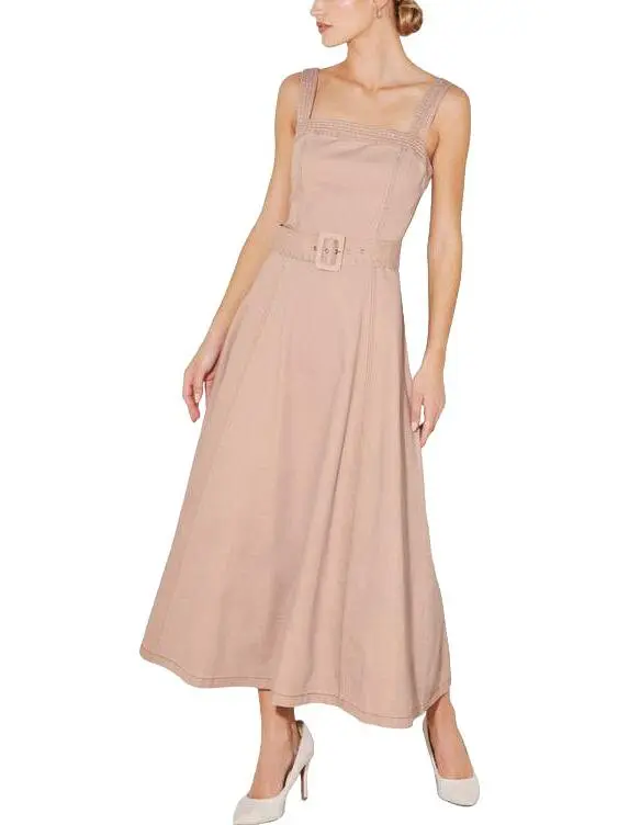 FREEMARKET Belted A-line Midi Dress - Blush