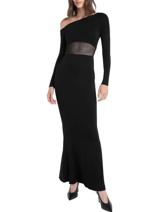 FAVORITE DAUGHTER Asymmetric Long-sleeve Dress - Black
