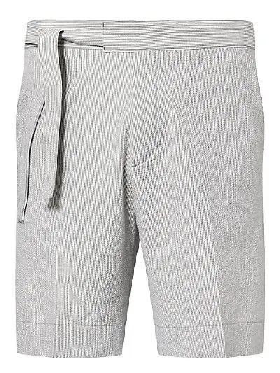Paul Smith Stripe Seersucker Tie-waist Cotton Blend Shorts - Grey
