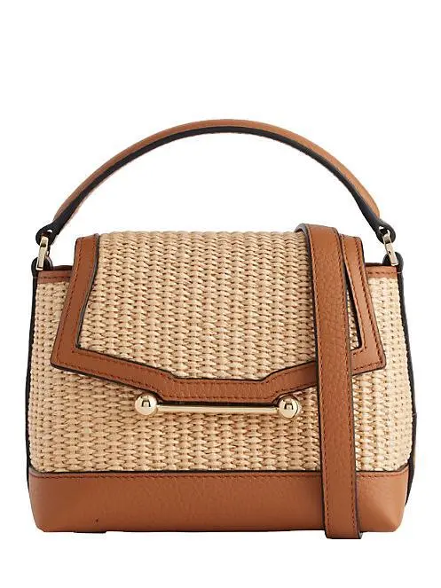 Strathberry Mosaic Nano Raffia Top-handle Bag - Chestnut/natural