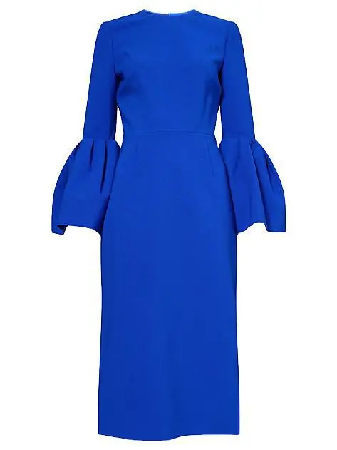 ROKSANDA Woven Midi Dress With Puff Sleeves - Iris