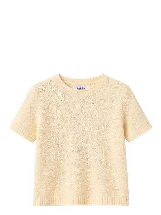 RO&ZO Short-sleeved Textured Knitted Top - Buttermilk