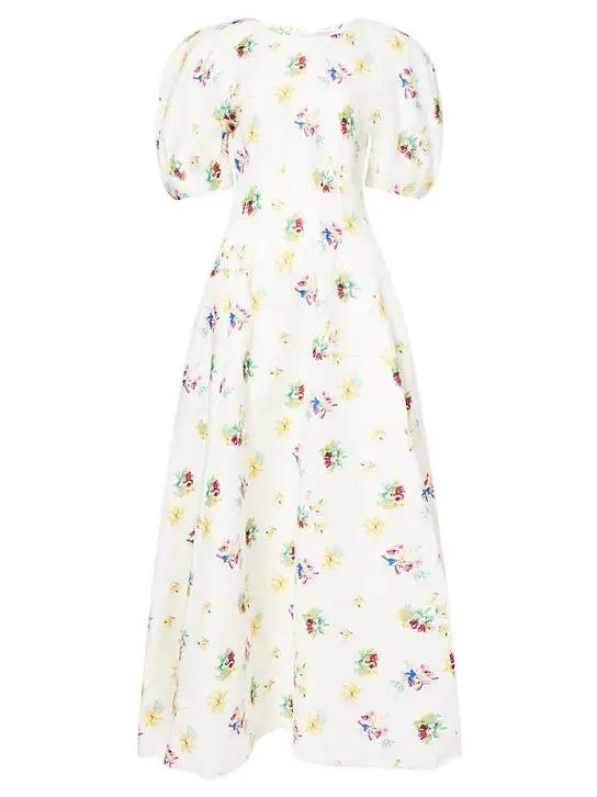 Gabriela Hearst Enaya Floral-print Linen Maxi Dress - Ivory Multi