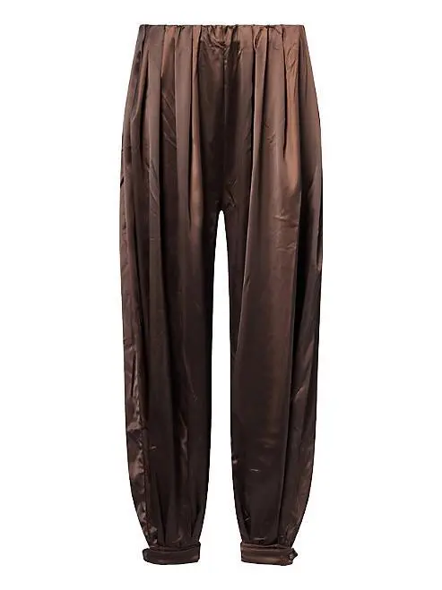THE COUTURE CLUB Satin Harem Trousers - Chocolate