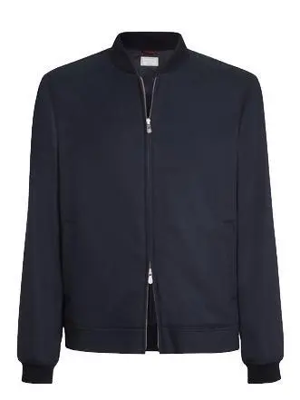 Brunello Cucinelli Lightweight Cashmere Flannel Bomber Jacket - Navy Blue