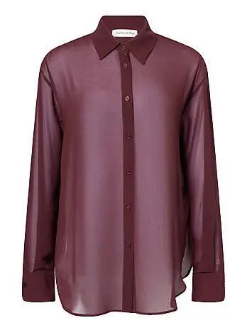 THE FRANKIE SHOP Peri Georgette Shirt - Burgundy