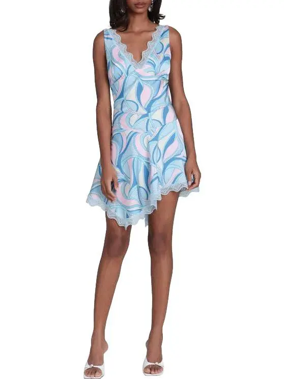 Avec Les Filles Lace Trimmed Mini Dress - Mermaid Paisley