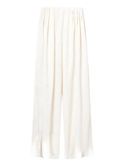 THE COUTURE CLUB Wide-leg Satin Trousers With Elasticated Waist - Ivory