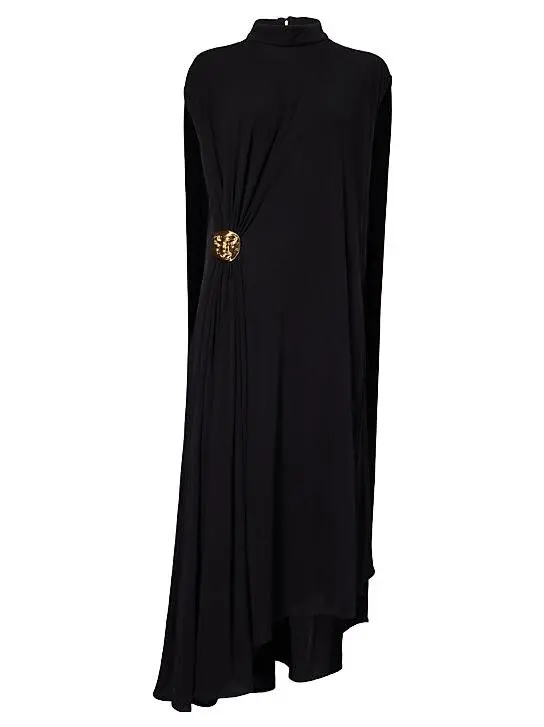 Bottega Veneta Sleeveless Brooch Crepe-jersey Midi Dress - Black