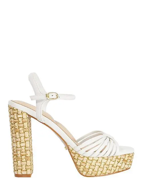 DUNE Minogue Leather Platform Sandals - White Leather