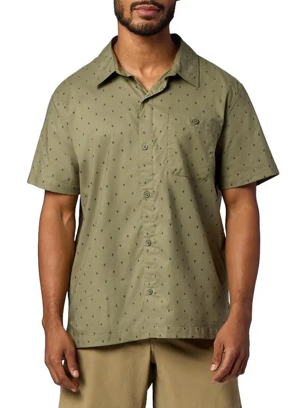 MARMOT Cedrus Organic Cotton Blend Short Sleeve Button-up Shirt - Olive Grove Sprout