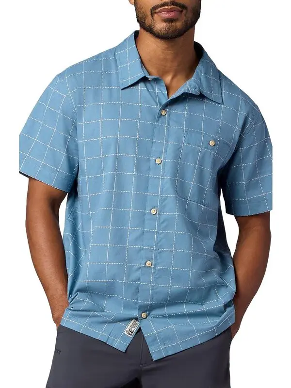 MARMOT Cedrus Organic Cotton Blend Short Sleeve Button-up Shirt - Summer Storm Global Plaid