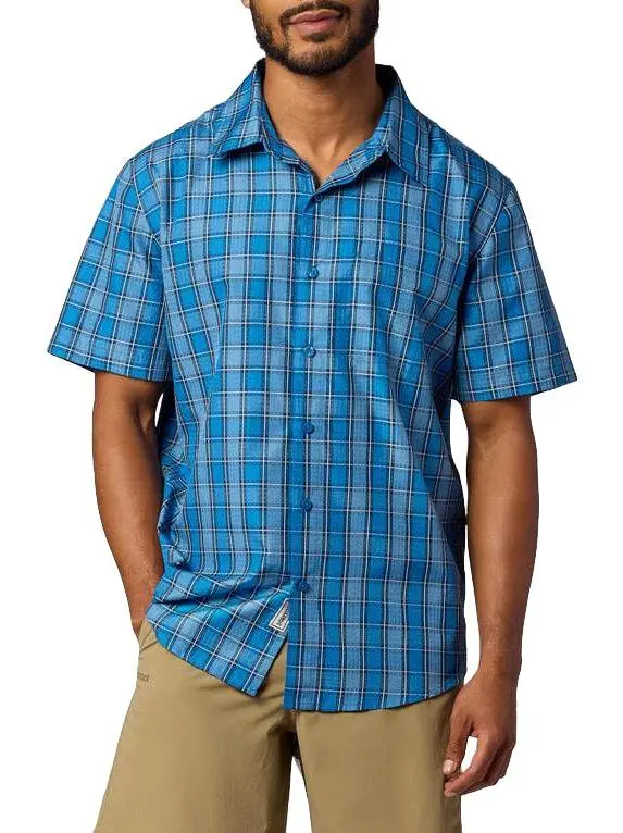 MARMOT Airexchange Solarshield Upf Short Sleeve Button-up Shirt - Nautical Blue Ranger Plaid