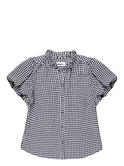 RO&ZO Gingham Print Woven Shirt - Navy