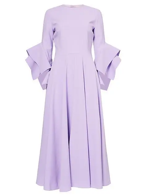 ROKSANDA Ayres Flared-sleeve Crepe Midi Dress - Heather
