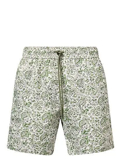 120% Lino Printed Woven Bermuda Shorts - Verde