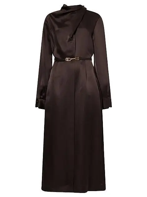 Gabriela Hearst Josef Horsebit-belt Silk Midi Dress - Chocolate