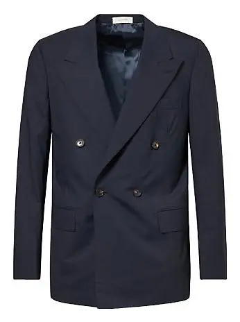 UMIT BENAN Richard Double-breasted Silk Blazer - Dark Navy