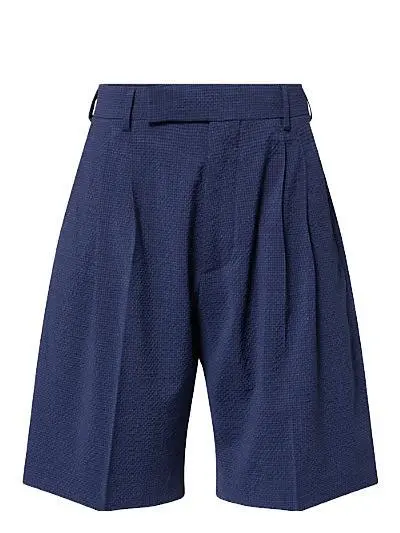 Paul Smith Pleated Knee-length Wool Shorts - Blue