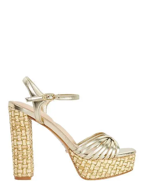 DUNE Minogue Leather Platform Sandals - Gold Leather