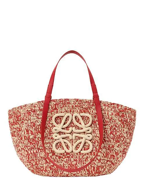 Loewe X Paula's Ibiza Eclipse Medium Raffia Basket Bag - Red