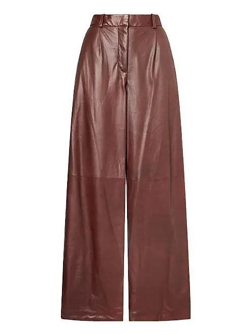 TWP Wide-leg Leather Trousers - Cigar