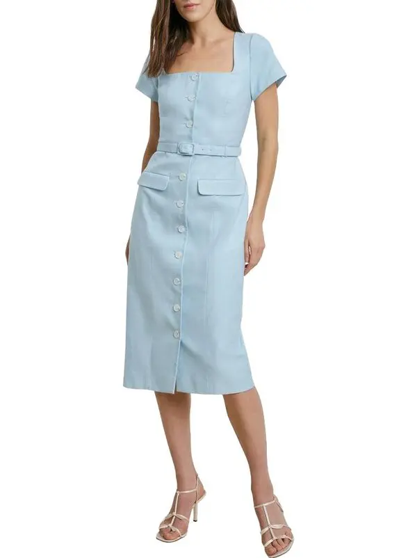 FAVORITE DAUGHTER The Mademoiselle Belted Midi Dress - Sea Blue
