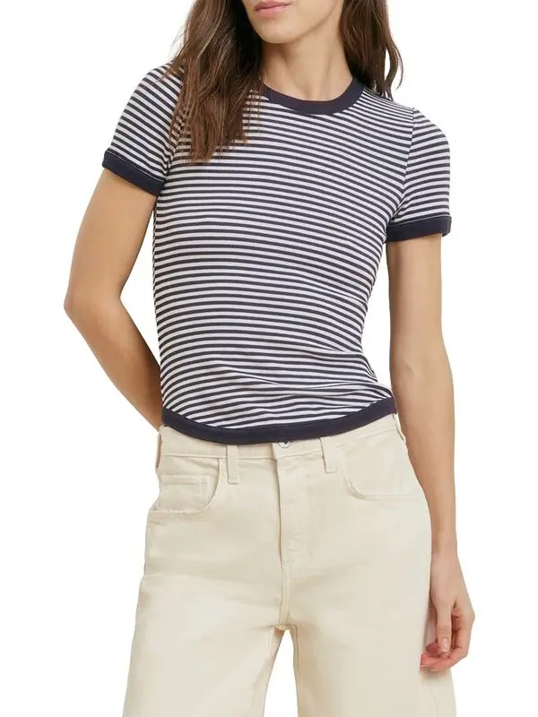 FAVORITE DAUGHTER The Foundation Stripe T-shirt - Navy/white Stripe