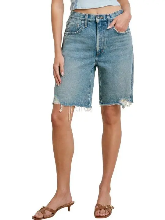 FAVORITE DAUGHTER Distressed High-waist Bermuda Shorts - Dublin