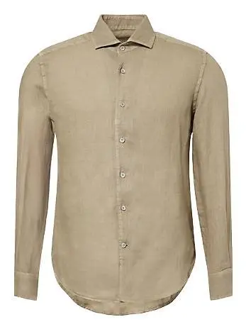 Corneliani Long-sleeve Pointed-collar Linen Shirt - Brown