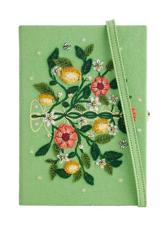 OLYMPIA LE-TAN Botanical Chic Embroidered Book Clutch Bag - Aloe Pov