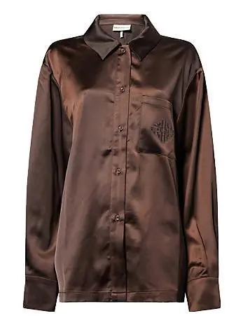 THE COUTURE CLUB Long-sleeved Tie-back Shirt - Chocolate