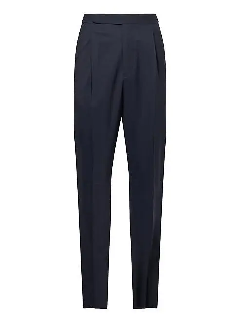 UMIT BENAN Straight-leg Cotton And Silk Trousers - Dark Navy
